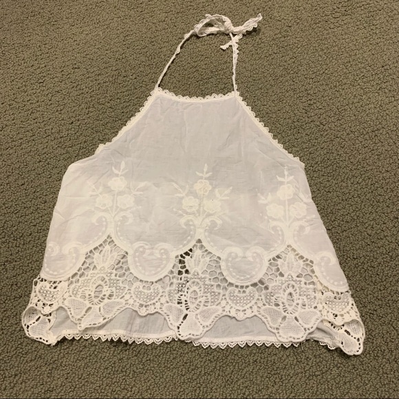 Tobi | Tops | White Lace Tobi Halter Top | Poshmark